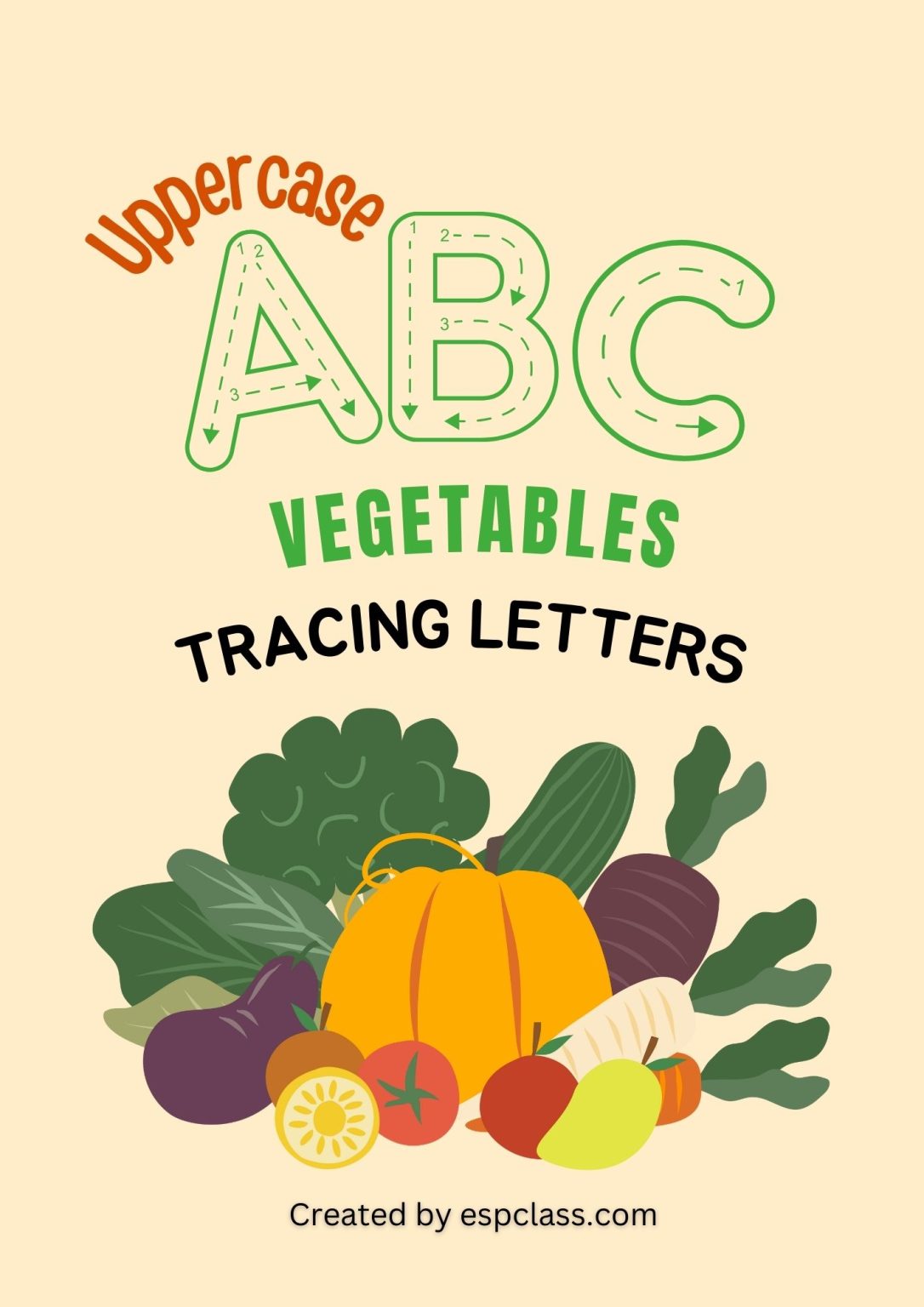 Easy Vegetables Tracing Worksheet - ESP