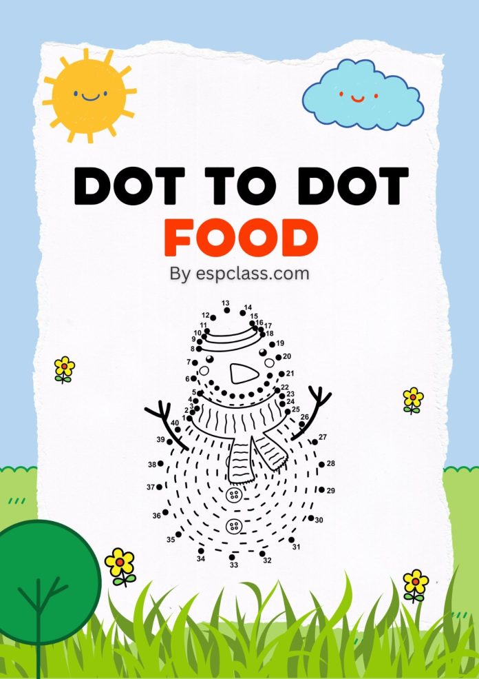 Red Yellow Dot-to-Dot Food Worksheets - ESP
